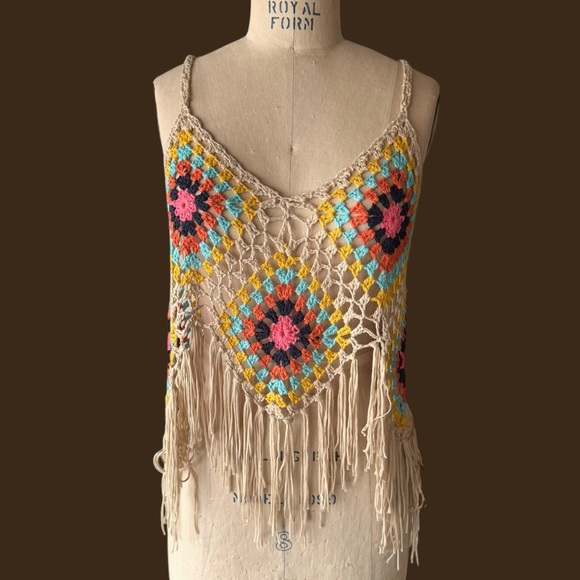 Brandy Melville | Tops | Boho Y2k Crochet Fringe Hippie Tank Top | Poshmark